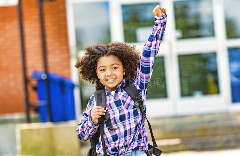 Child Going Back To School with a Backpack Stock Image - Image of ...