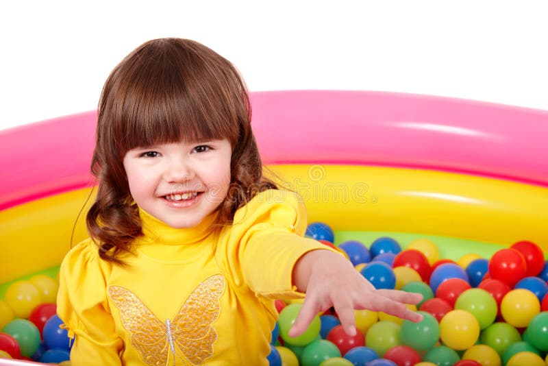 Child in Group of Colourful Ball. Stock Image - Image of circle, person ...
