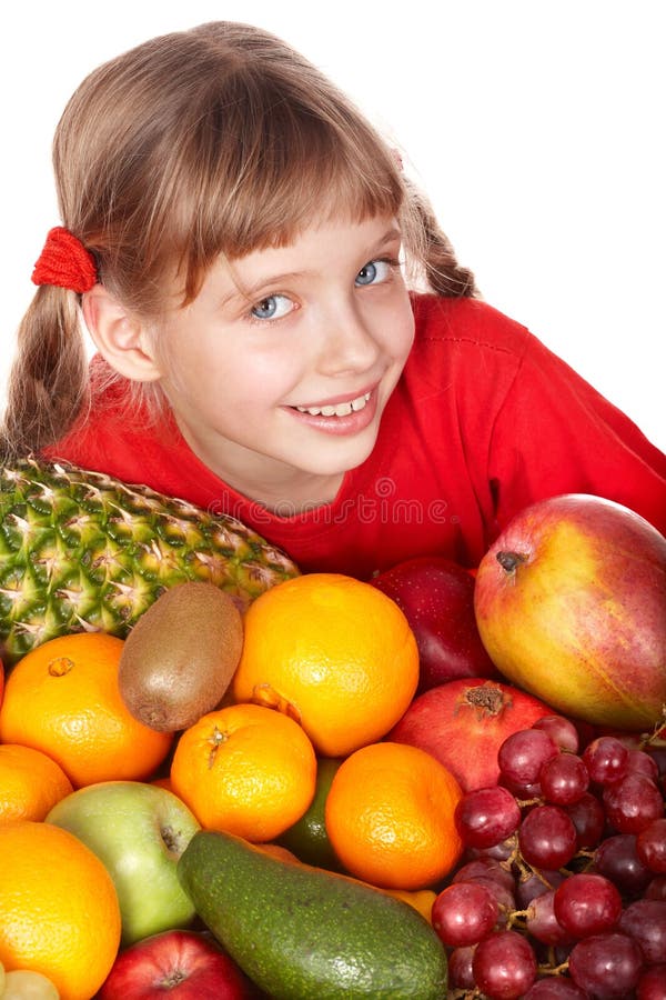 Child with group of fruit. stock photo. Image of crop - 15307486