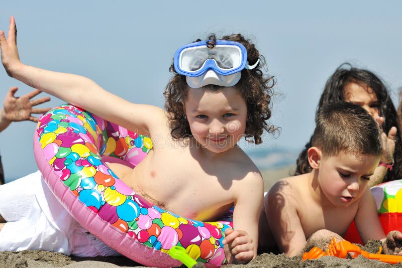 Child Group Have Fun And Play With Beach Toys Stock Photo - Image of ...