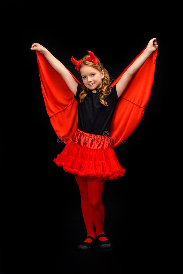 Child in Halloween Costume of Devil Stock Photo - Image of european ...