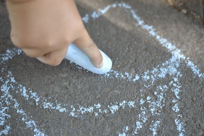 Child Hand Drawing with Chalk Stock Photo - Image of young, childhood ...