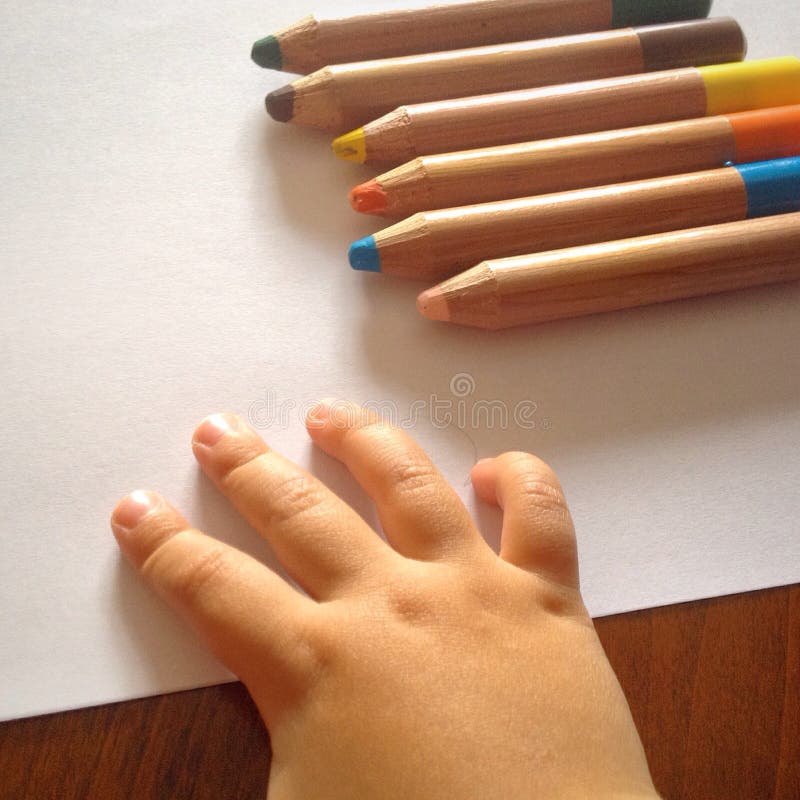 Child hand drawing stock image. Image of colored, drago - 60861275