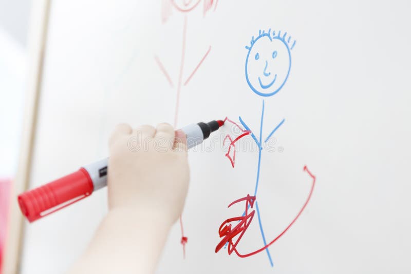Child Hand Drawing on White Stock Image - Image of paper, painter: 85544225