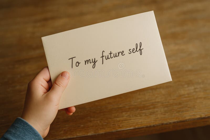 A Child Hand Holds an Envelope with the Text To My Future Self Stock ...