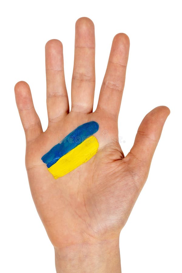 Child Hand with a Painted Flag of Ukraine Stock Image - Image of hope ...