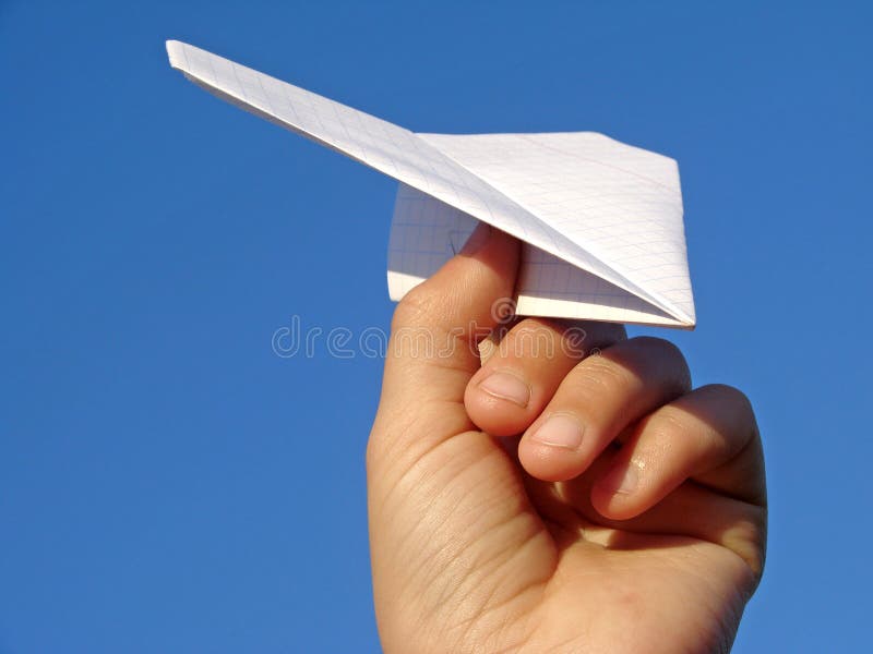 Child Hand with Paper Plane Stock Photo - Image of outdoor ...
