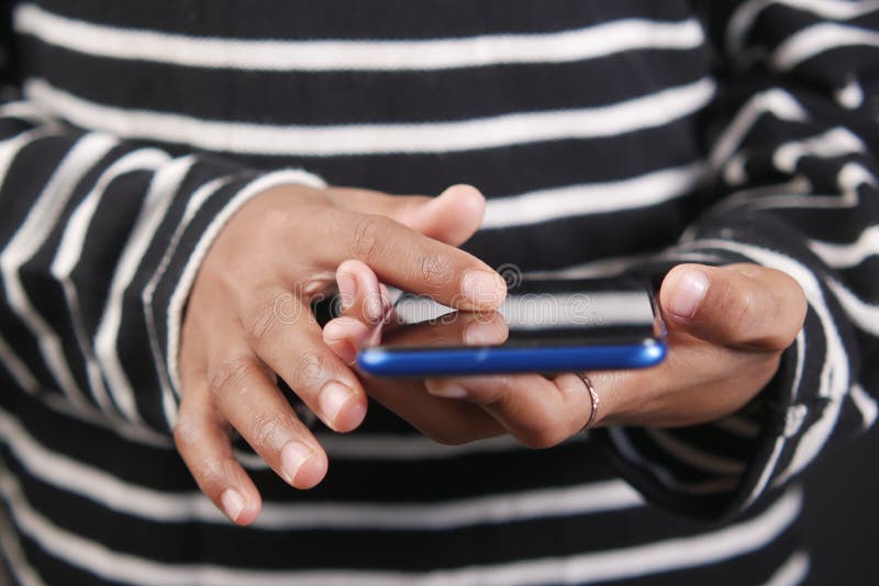 Child Hand Pointing Finger on Smart Phone Screen. Stock Photo - Image ...