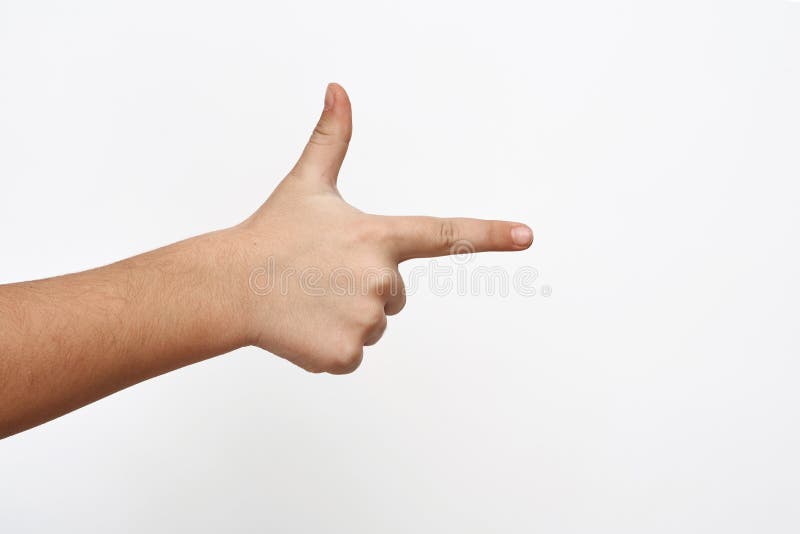 Child Hand Shows Two Fingers Making Gun Sign Stock Photo - Image of ...