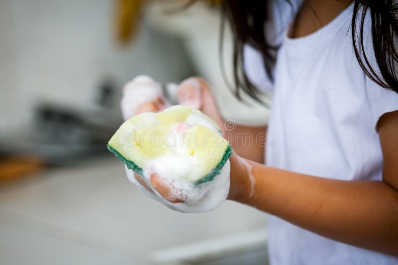 Child Hand Washing Spoon Over the Sink Stock Image - Image of lifestyle ...