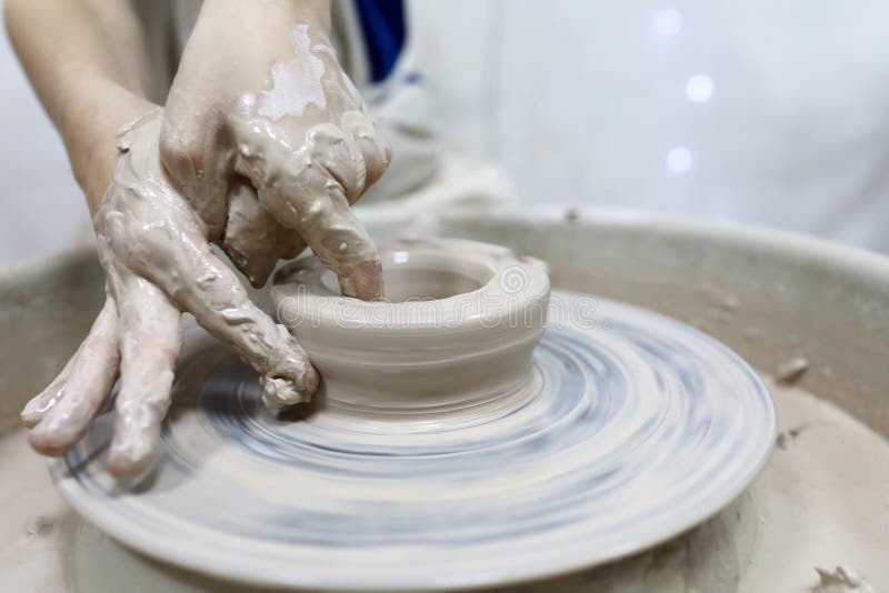 Child hands making in clay stock photo. Image of handmade - 165149884