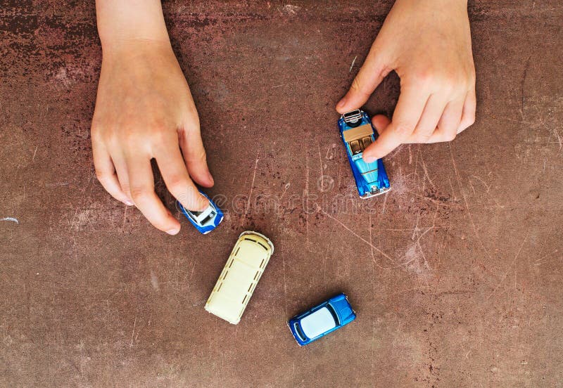 Child Hands Playing with Cars. Stock Photo - Image of caucasian, drive ...
