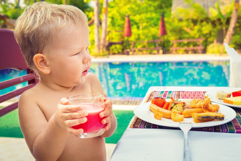 Child has a breakfast stock photo. Image of lunch, childhood - 110527270
