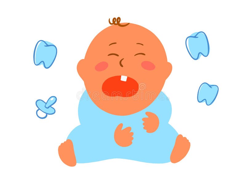 The Child Has the First Tooth, Crying Baby. Flat Style. Teeth and ...