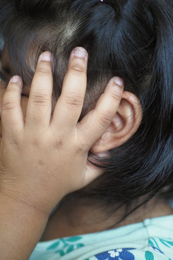 Child Having Ear Pain Touching His Painful Ear , Stock Photo - Image of ...