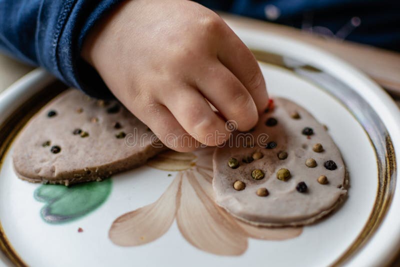 Child Having Fun Modeling Salt Dough, Authentic Activity, Fine Motor ...