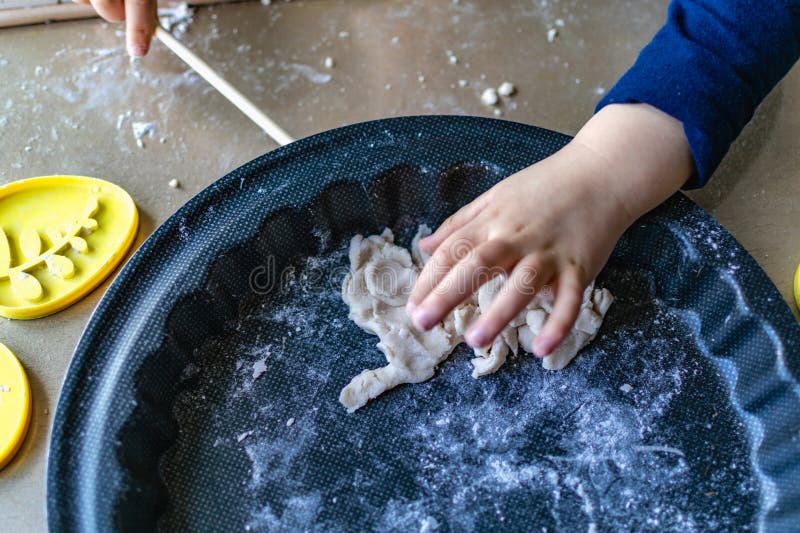 Child Having Fun Modeling Salt Dough, Authentic Activity, Fine Motor ...