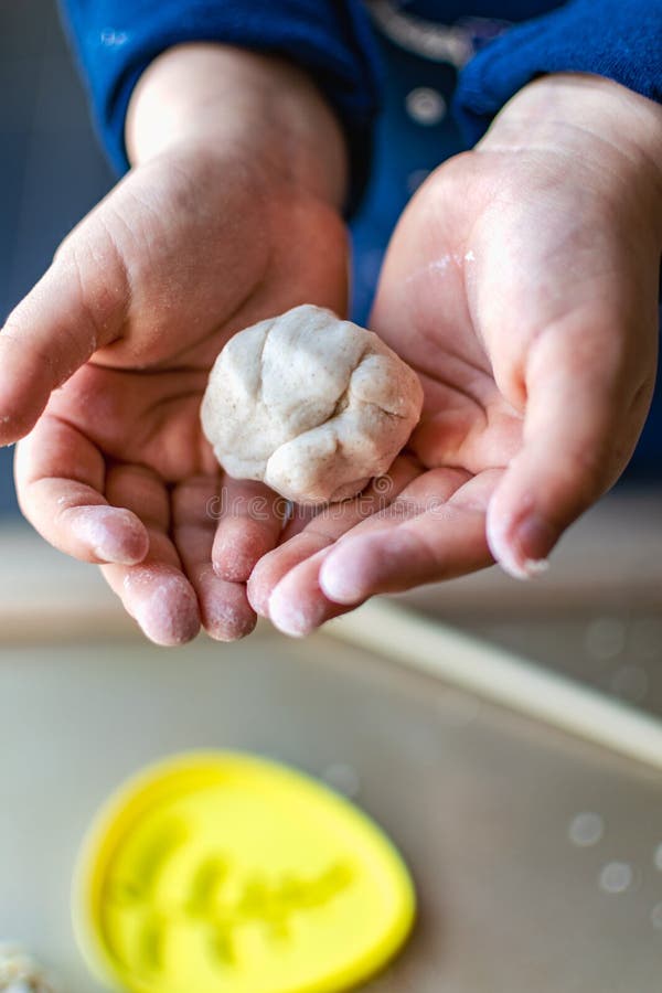 Child Having Fun Modeling Salt Dough, Authentic Activity, Fine Motor ...