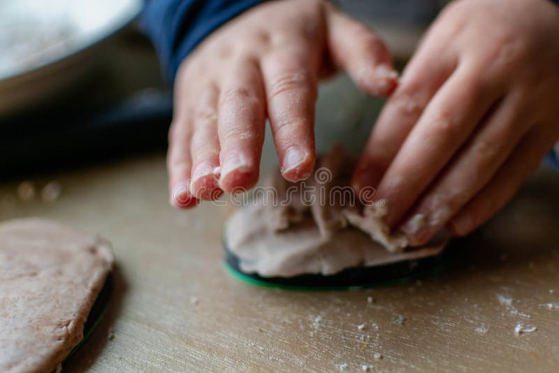 Child Having Fun Modeling Salt Dough, Authentic Activity, Fine Motor ...