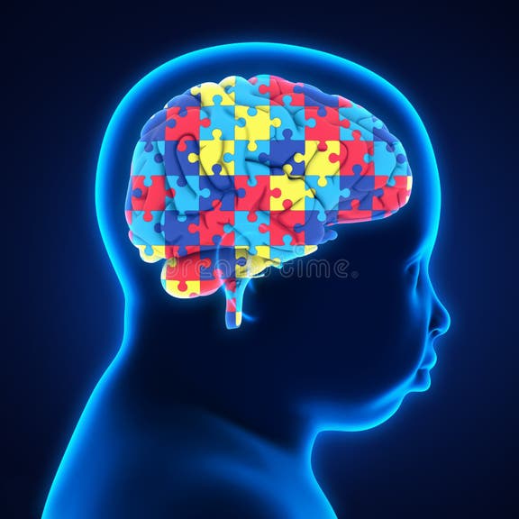 Child Head with Jigsaw Puzzle Brain Stock Illustration - Illustration ...