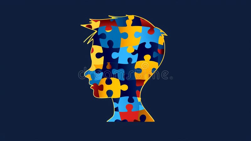 Child Head Puzzle Piece for Autism Awareness Stock Illustration ...