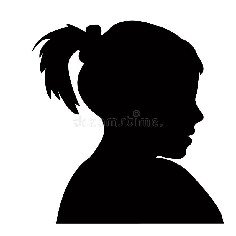 A Child Head Silhouette Vector Stock Vector - Illustration of ponytail ...