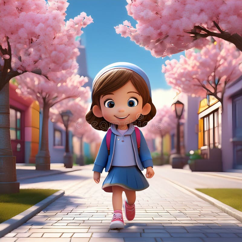 Child Hiking in Spring Cartoon Stock Image - Image of girl, people ...