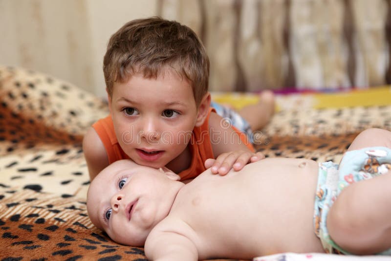 Child with His Little Brother Stock Image - Image of family, indoor ...