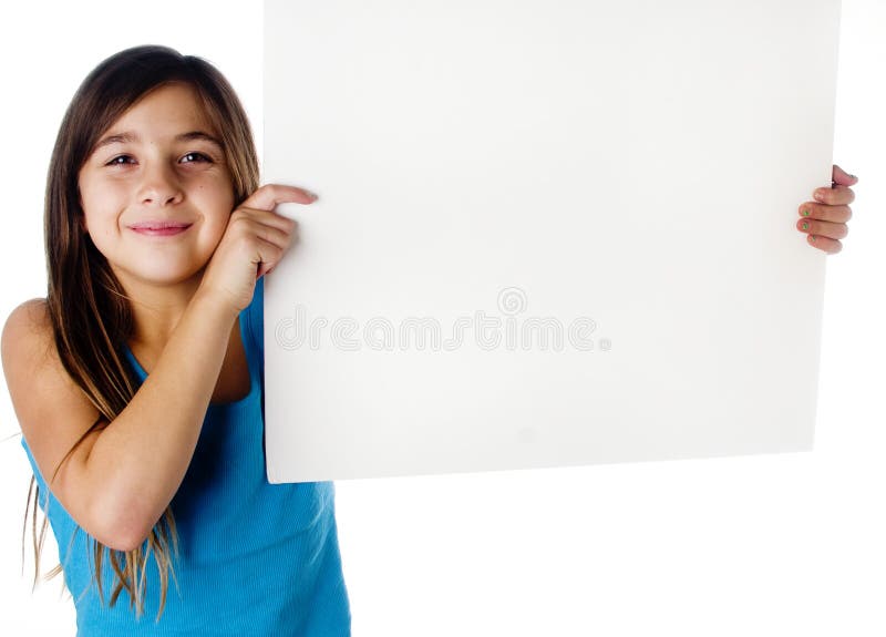 Child holding a blank sign stock photo. Image of presenting - 12095960