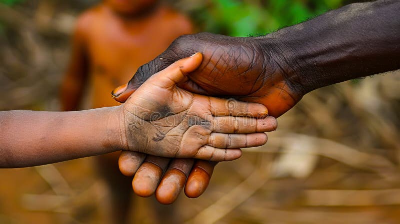 A Child Holding Hands with an Adult Stock Illustration - Illustration ...