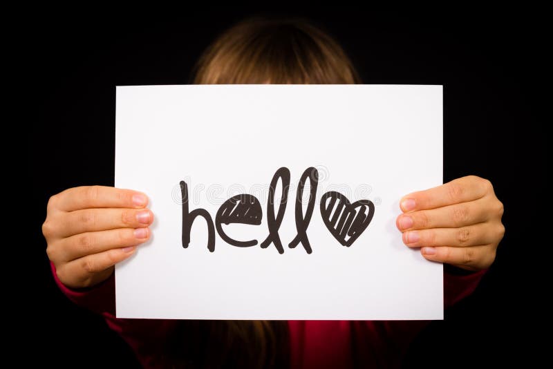 Boy Holding a Hello Summer Board Stock Image - Image of space ...