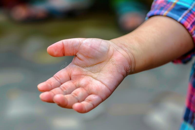 Child Holding Out Empty Hand Asking for Help Stock Photo - Image of ...