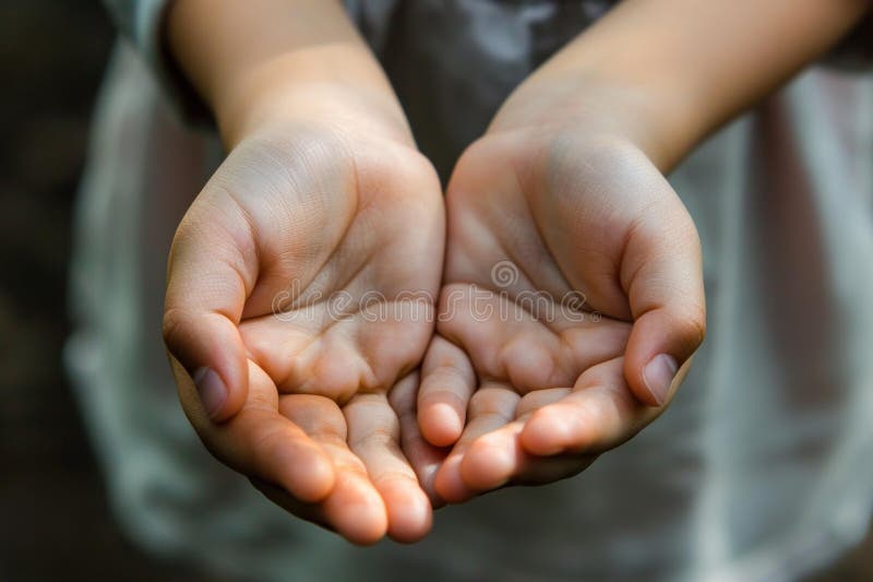 Child Holding Out Empty Hands Asking for Help Stock Image - Image of ...