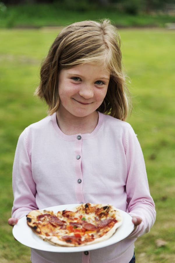 Child Holding Plate Pizza Concept Stock Image - Image of childhood ...