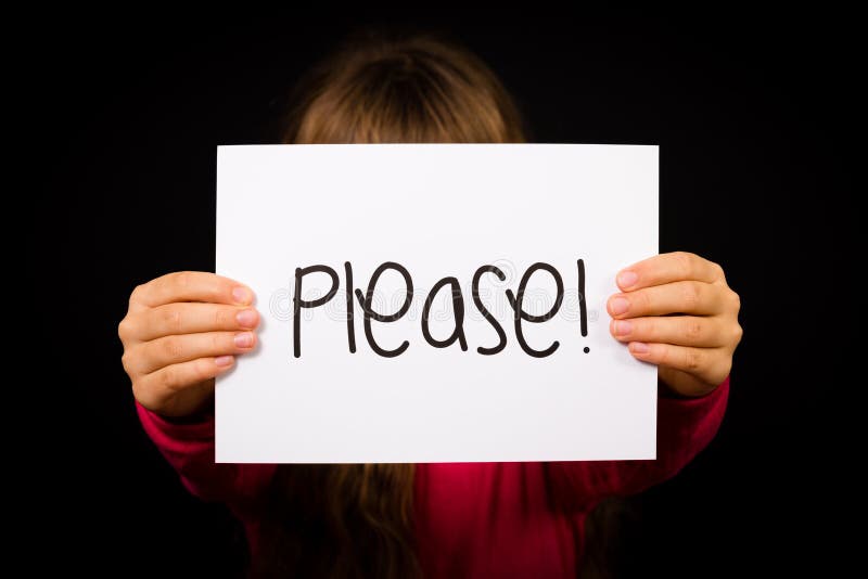 Child holding Please sign stock photo. Image of paper - 48500084