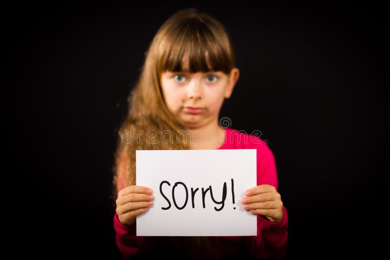 Child Holding Sorry Sign Stock Photos - Free & Royalty-Free Stock ...