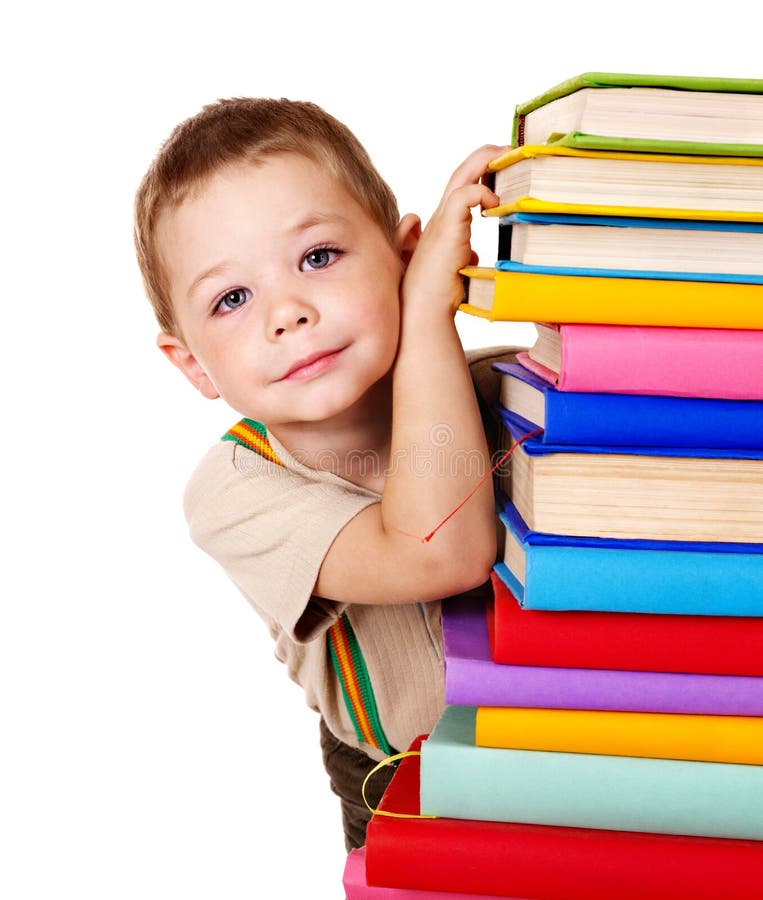 Child Holding Stack of Books. Stock Image - Image of person, hardcover ...