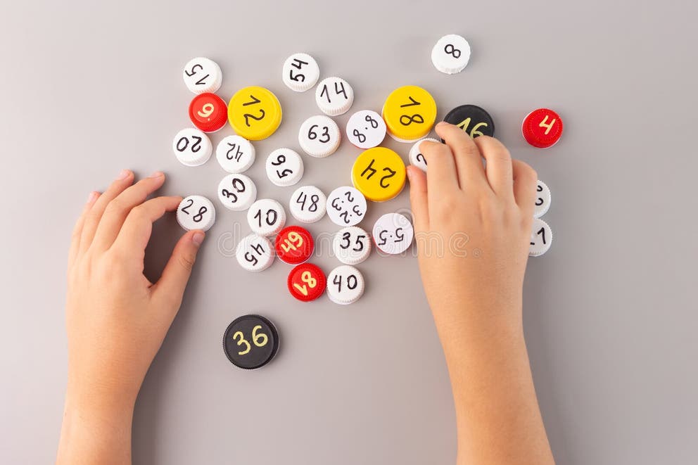 Child Holding White Cap with Math Problems, on Gray Background ...