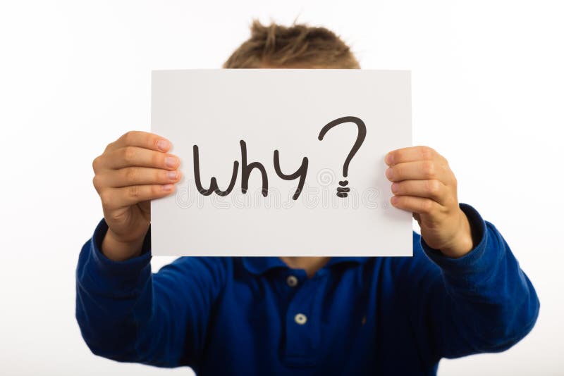 Child holding Why sign stock image. Image of paper, handwriting - 47255143
