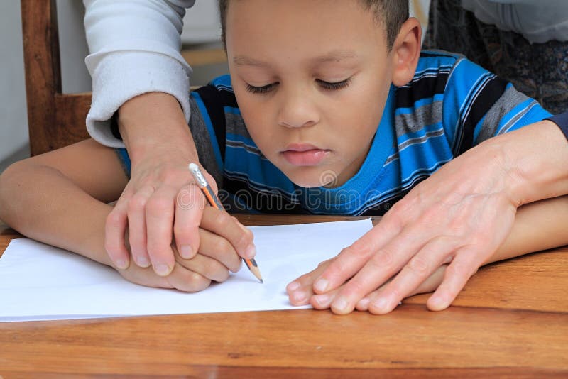 Child at Home Doing School Work Stock Photo Stock Image - Image of ...