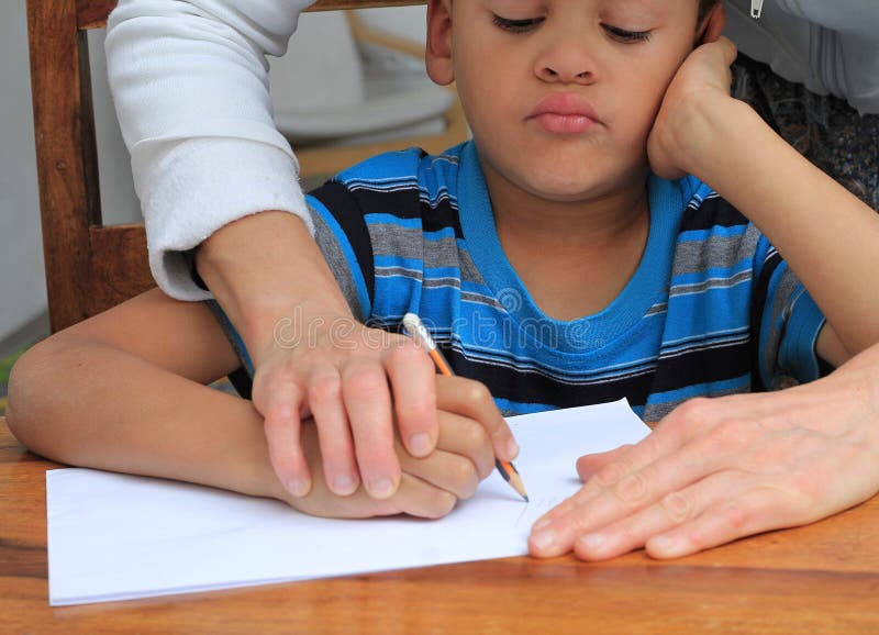 Child at Home Doing School Work Stock Photo Stock Image - Image of back ...