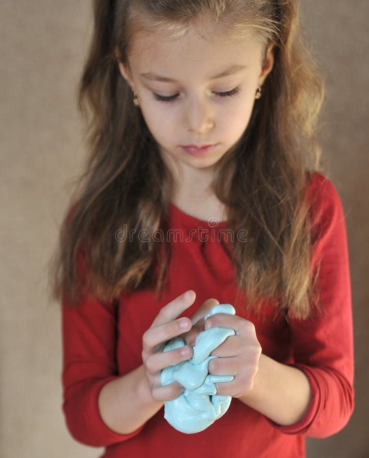 Child Plays with Home-made Slime. Stock Image - Image of homemade, home ...