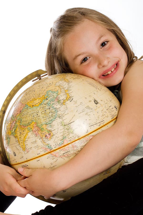 Child hugging a globe stock image. Image of travel, childhood - 19982581