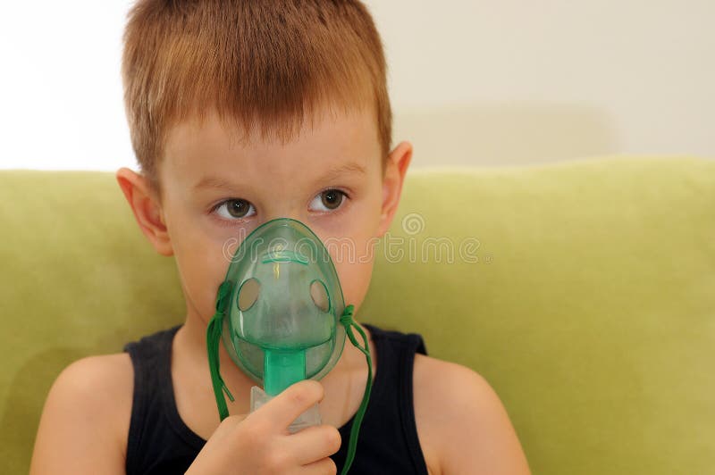Child with Inhalation Mask on Face Stock Image - Image of healthcare ...