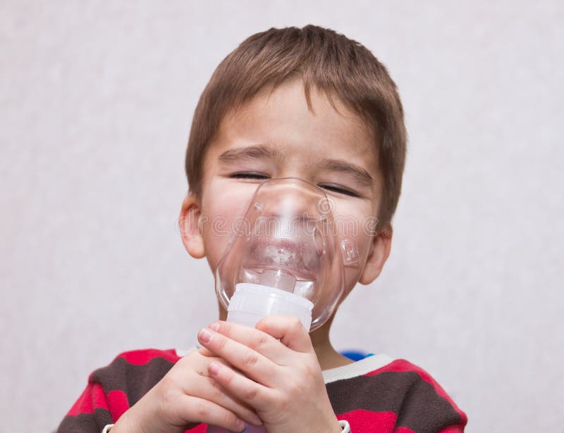 Child and inhaler stock image. Image of illness, closeup - 36811597