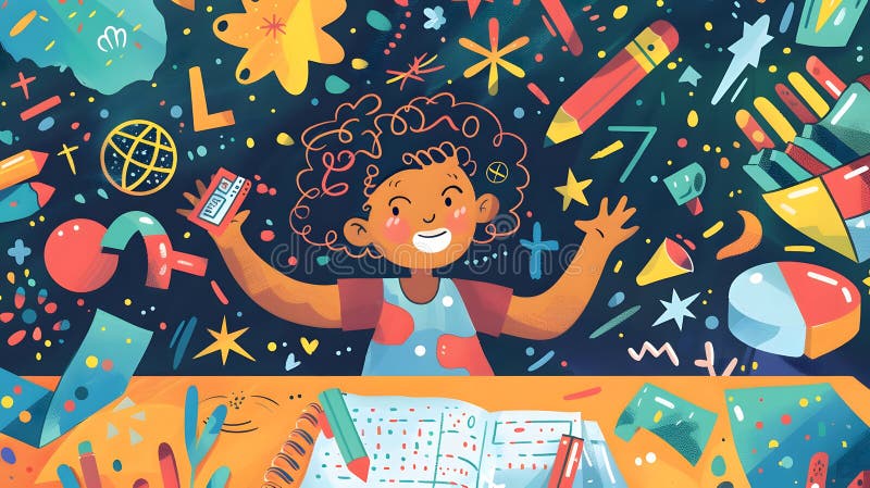 Child Joyfully Explores Colorful Educational Materials, Engaging in ...