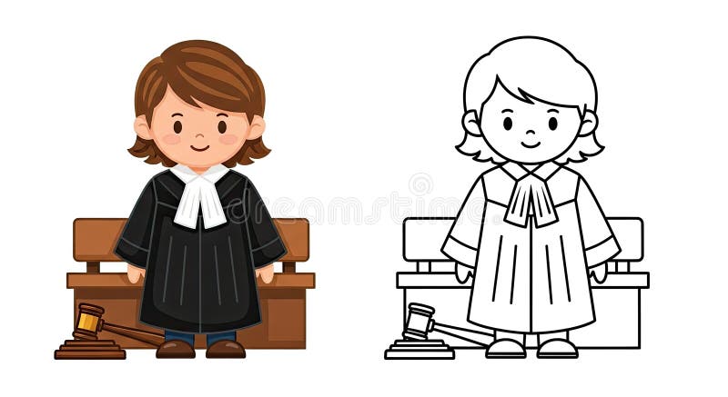 Child Judge Coloring Page Printable Justice Activity Outline and ...