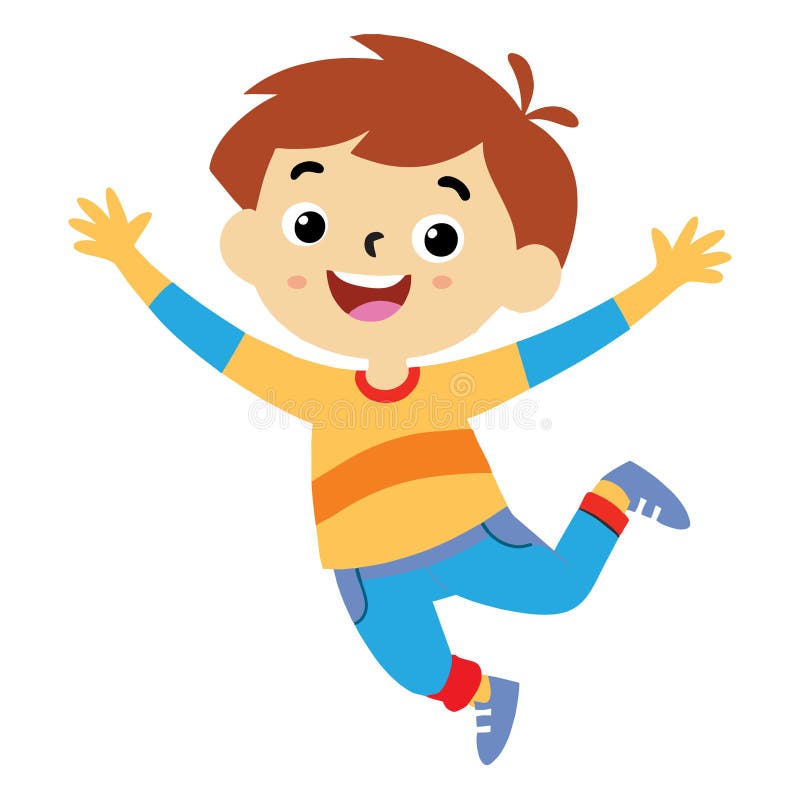 A child jumping with smile stock vector. Illustration of casual - 323416295