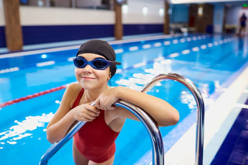 Child Kid Girl Swimmer in the Pool Stock Image - Image of water, school ...