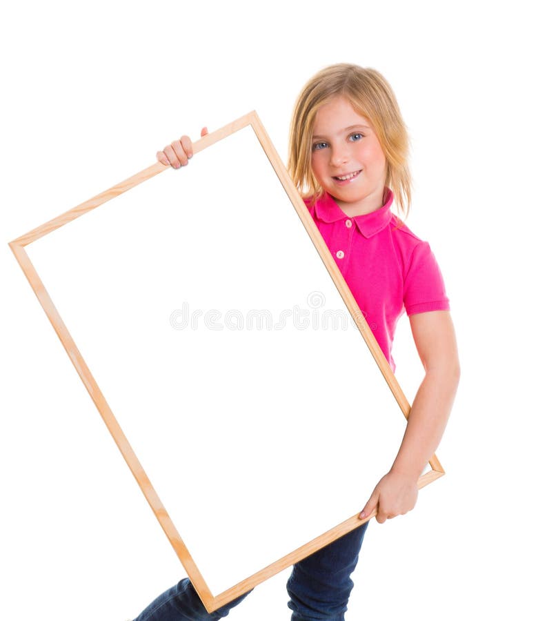 Child Kid Happy Girl Holding Blank Blackboard Copyspace Stock Photo ...